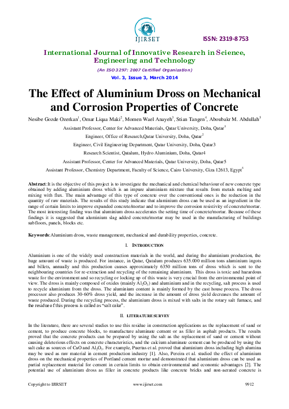 (PDF) The Effect of Aluminium Dross on Mechanical and Corrosion ...