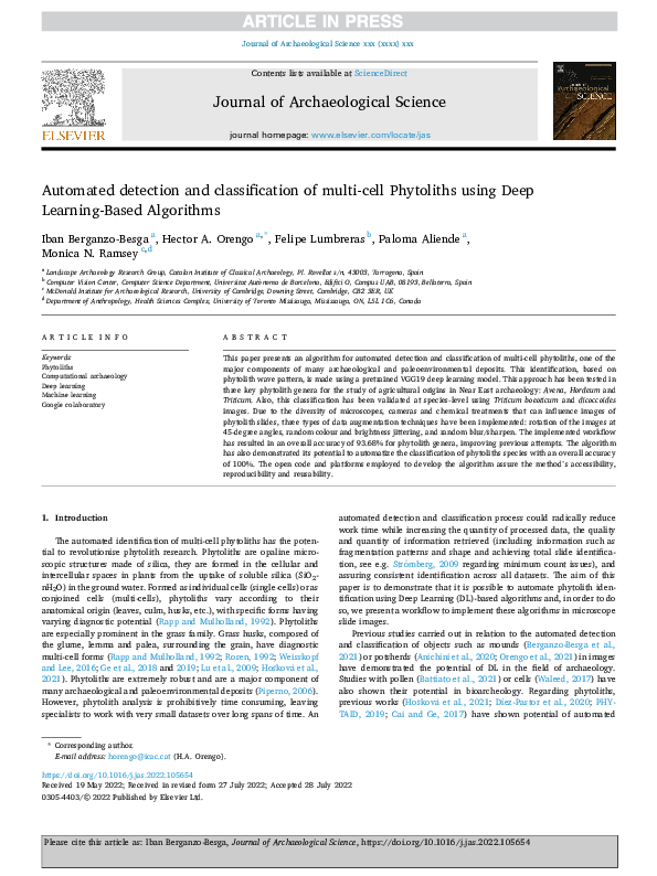 Pdf Automated Detection And Classification Of Multi Cell Phytoliths Using Deep Learning Based