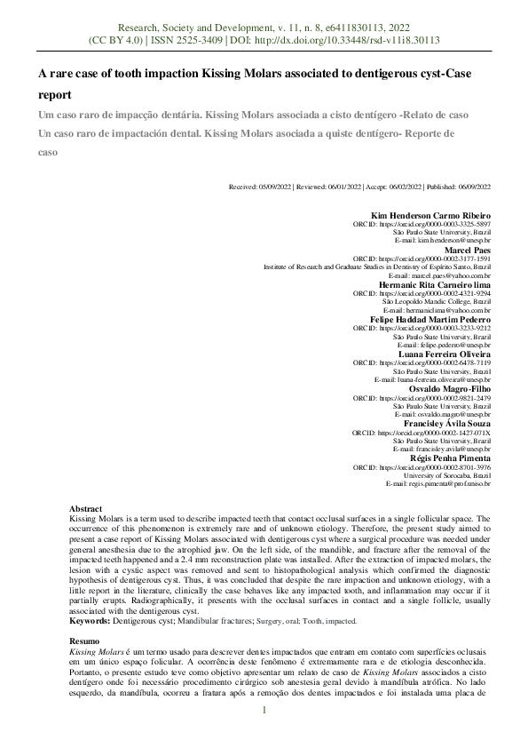 Pdf A Rare Case Of Tooth Impaction Kissing Molars Associated To