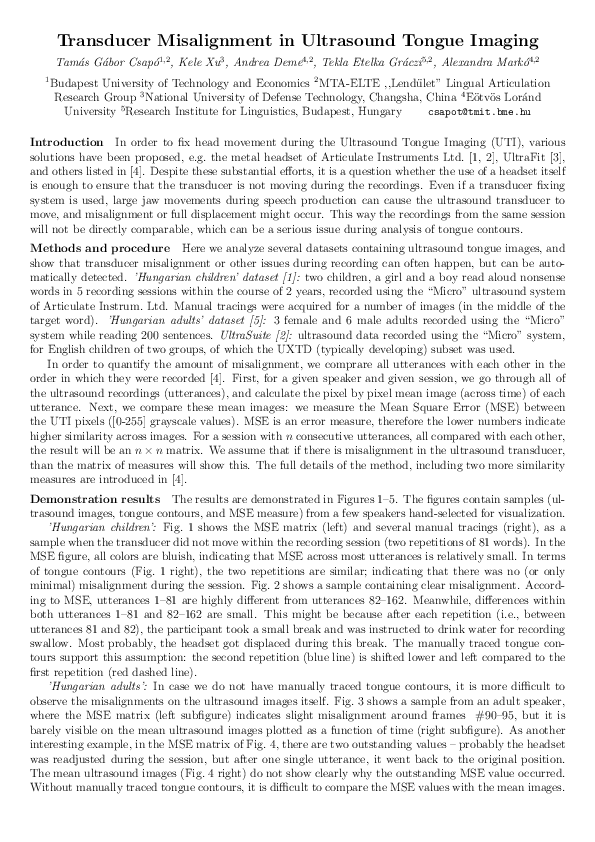 (PDF) Transducer Misalignment in Ultrasound Tongue Imaging