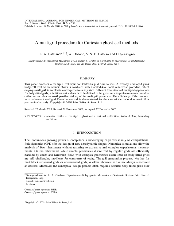 (PDF) A multigrid procedure for Cartesian ghost-cell methods | ANDREA ...