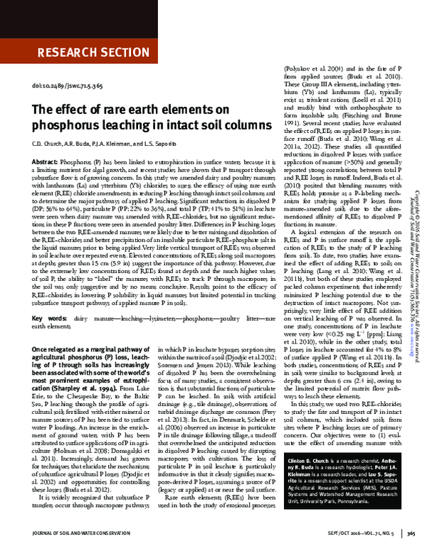 (PDF) The effect of rare earth elements on phosphorus leaching in ...