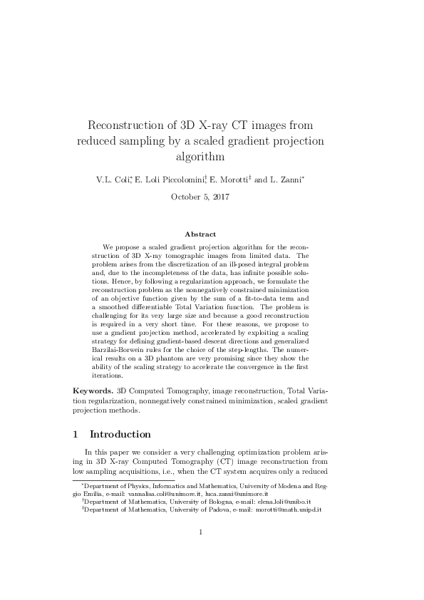 Pdf 3d X Ray Ct Reconstruction Via Scaled Gradient