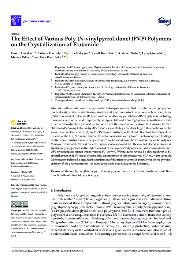 (PDF) The Effect of Various Poly (N-vinylpyrrolidone) (PVP) Polymers on ...