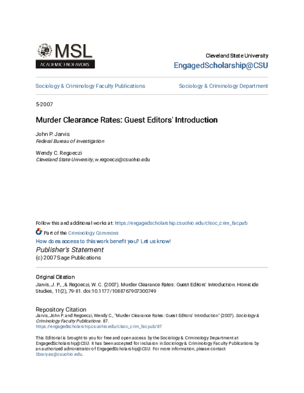 (PDF) Murder Clearance Rates