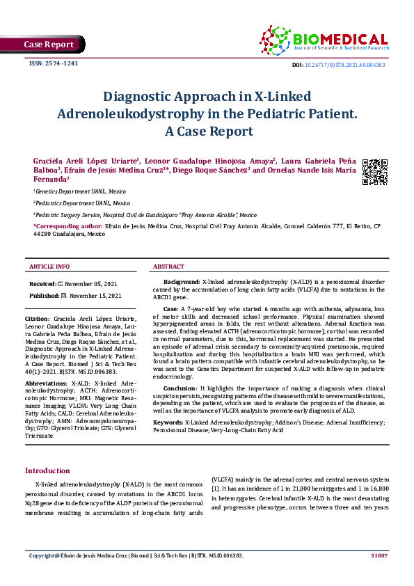 (PDF) Diagnostic Approach in X-Linked Adrenoleukodystrophy in the ...