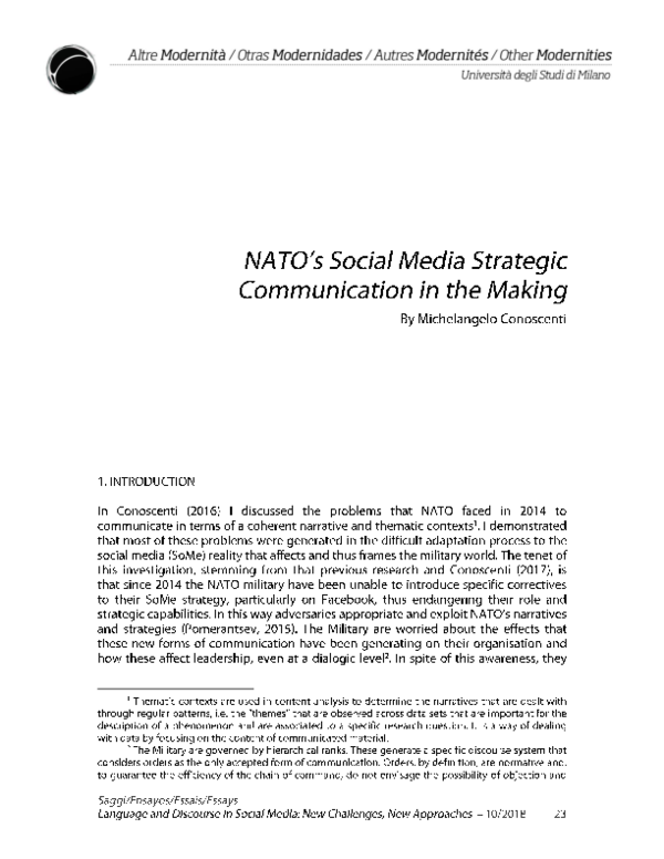 (PDF) NATO’s Social Media Strategic Communication in the Making
