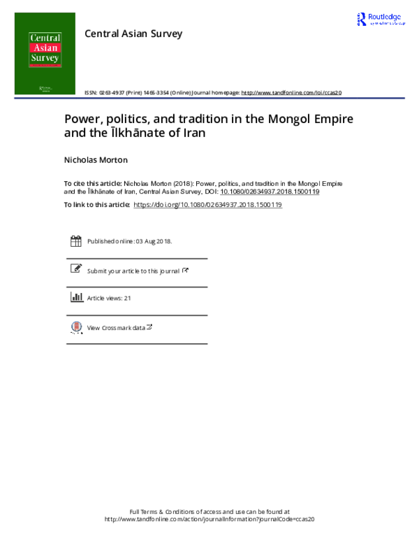(PDF) Power, Politics, and Tradition in the Mongol Empire and the ...