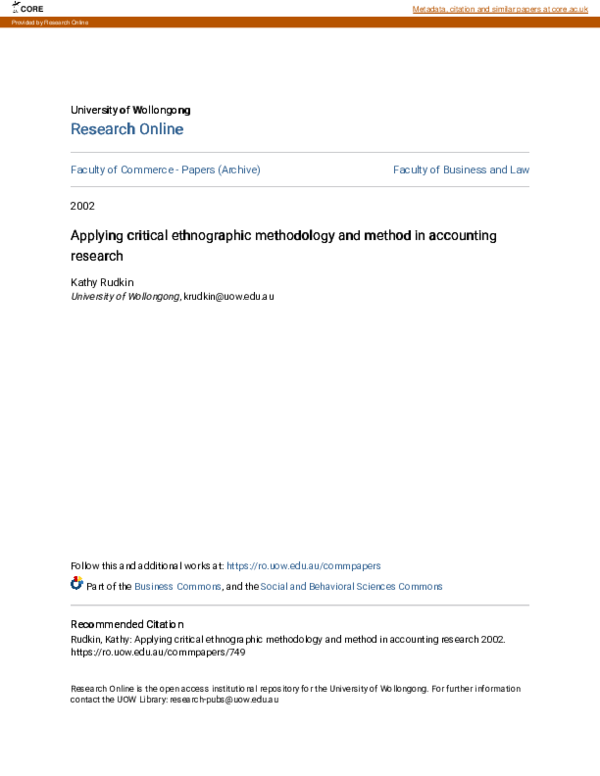 (PDF) Applying critical ethnographic methodology and method in ...