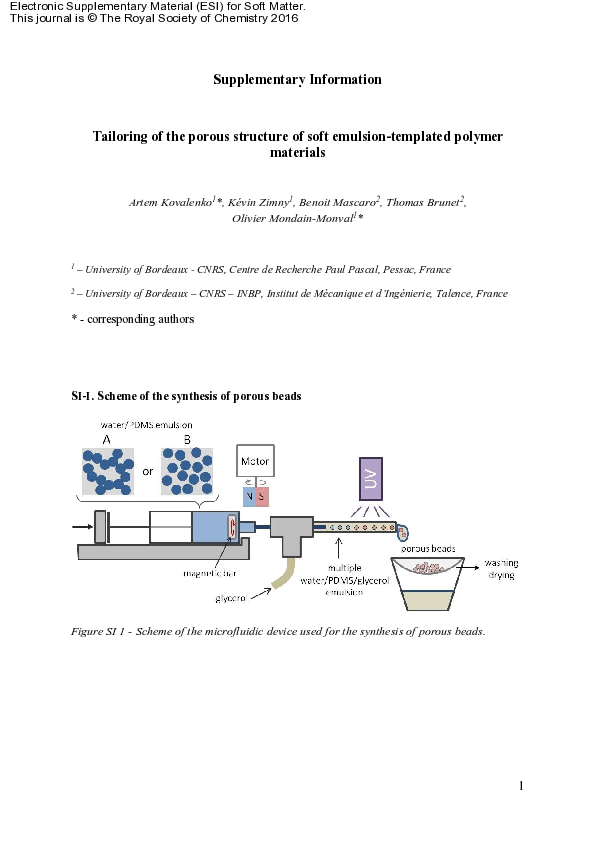 (PDF) Tuning Porous Structures in PDMS Emulsions
