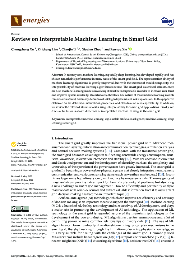 (PDF) Review on Interpretable Machine Learning in Smart Grid