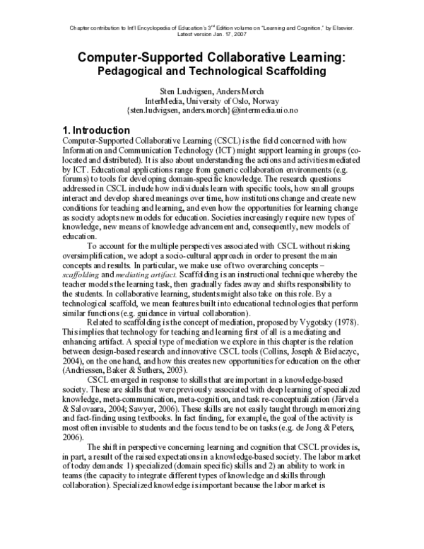 (PDF) Computer-supported collaborative learning: Pedagogical and ...