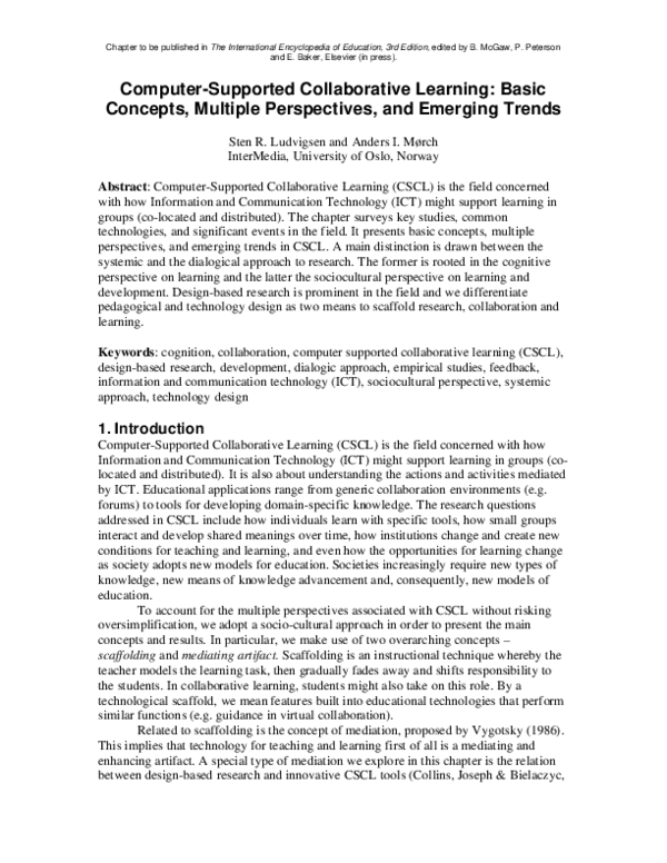 (PDF) Computer-Supported Collaborative Learning: Basic Concepts ...