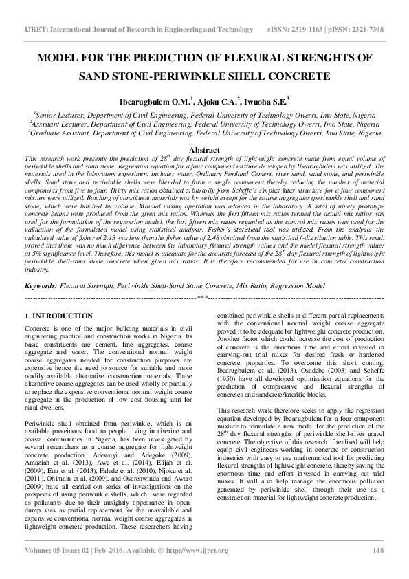 (PDF) Model for the Prediction of Flexural Strenghts of Sand Stone ...