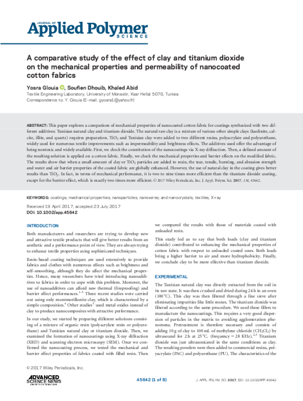 (PDF) A comparative study of the effect of clay and titanium dioxide on ...