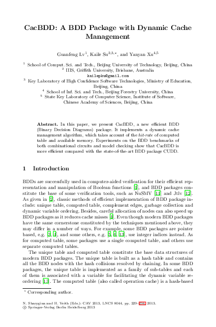 (PDF) CacBDD: A BDD Package with Dynamic Cache Management