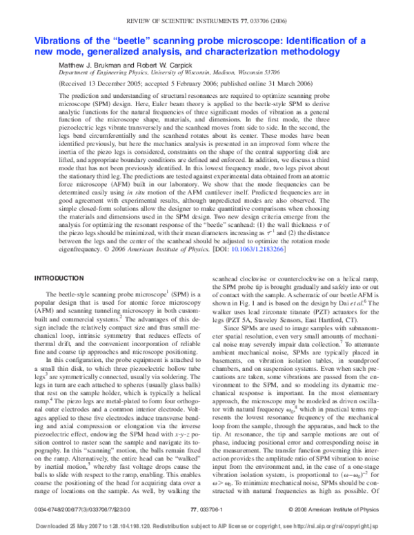 (PDF) Vibrations of the “beetle” scanning probe microscope: Identification of a new mode ...