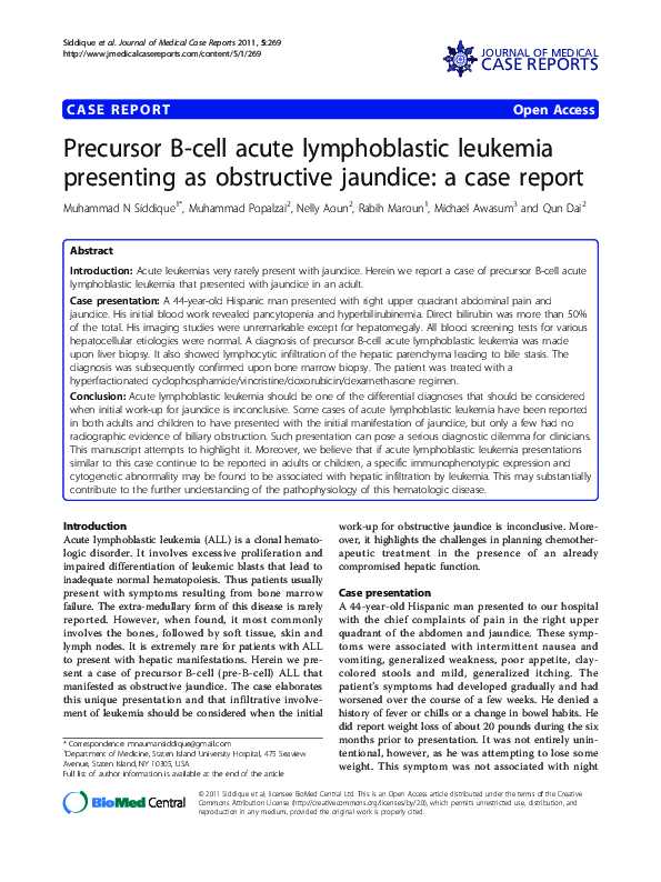 (PDF) Precursor B-cell acute lymphoblastic leukemia presenting as ...