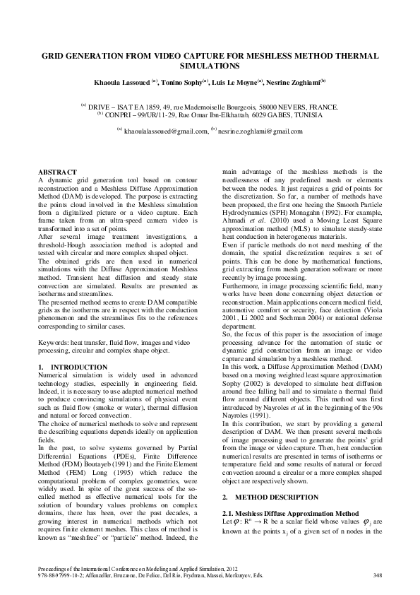 (PDF) Grid Generation from video capture for Meshless method thermal simulations
