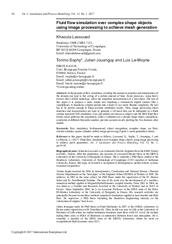 Pdf Fluid Flow Simulation Over Complex Shape Objects Using Image Processing To Achieve Mesh