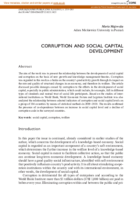 (PDF) Corruption and Social Capital Development