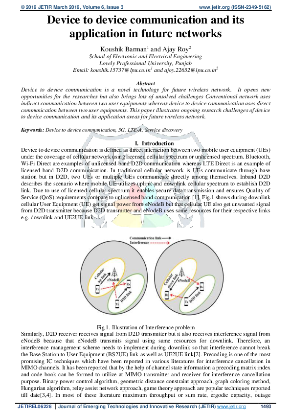 (PDF) Device to device communication and its application in future networks