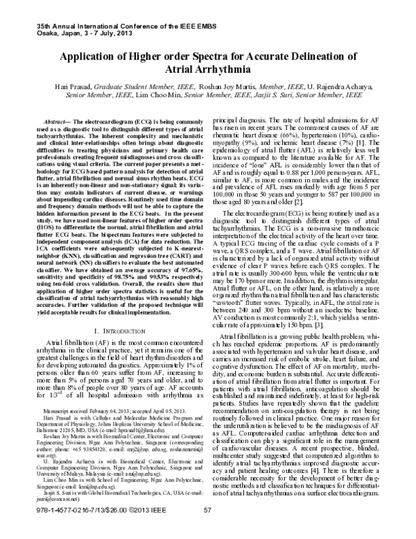 Application Of Higher Order Spectra For Accurate Delineation Of Atrial Arrhythmia