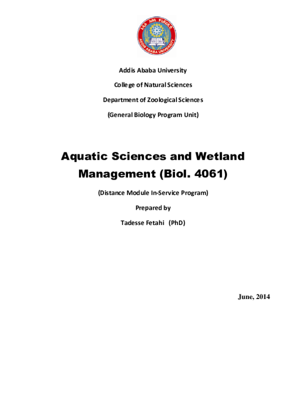 (PDF) Aquatic Science and Wetland