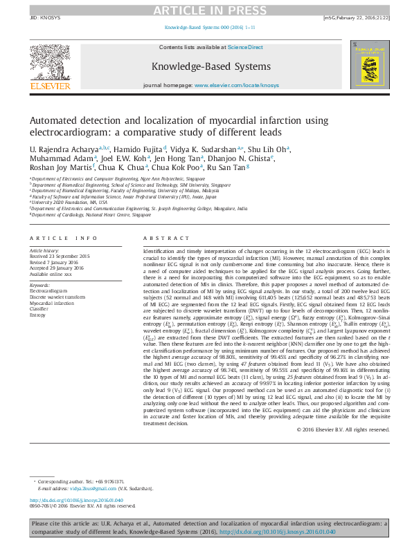 Pdf Automated Detection And Localization Of Myocardial Infarction