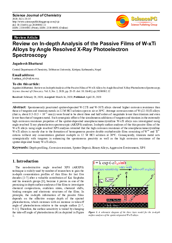(PDF) Review on In-depth Analysis of the Passive Films of W-xTi Alloys by Angle Resolved X-Ray ...