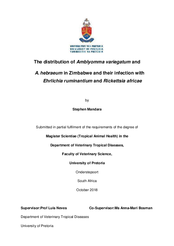 (PDF) The distribution of Amblyomma variegatum and A. hebraeum in ...