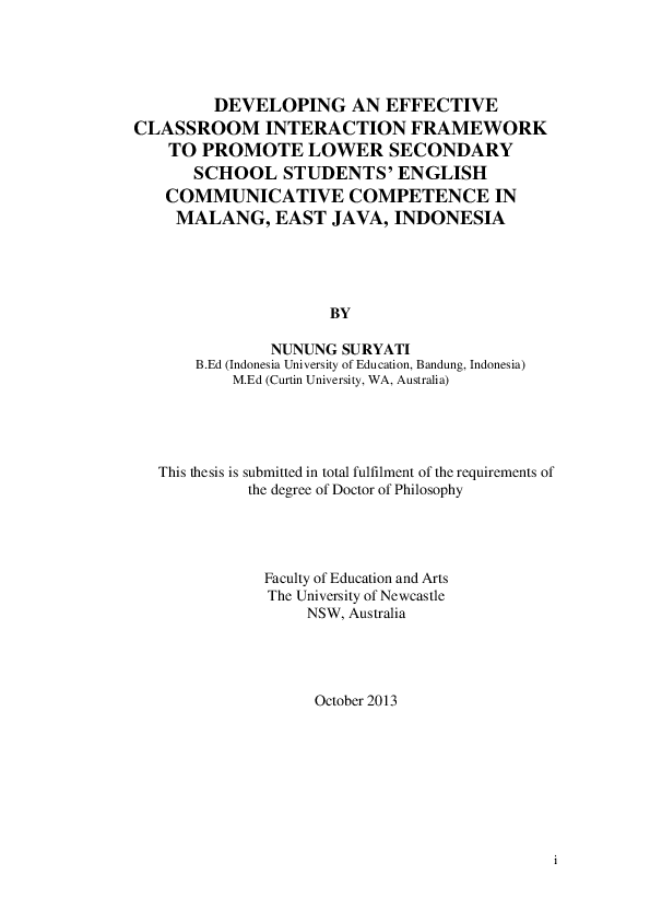 (PDF) Developing an effective classroom interaction framework to promote lower secondary school ...