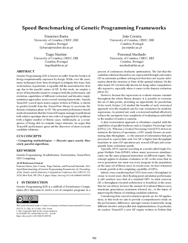 (PDF) Speed benchmarking of genetic programming frameworks