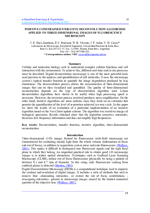 (PDF) Positive Constrained Iterative Deconvolution Algorithm Applied to Three-Dimensional Images ...