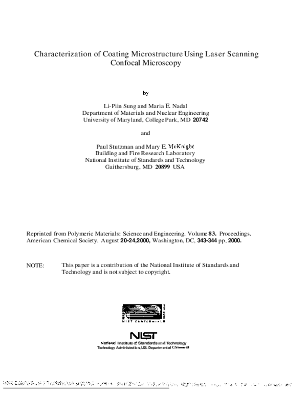 (PDF) Characterization of Coating Microstructure Using Laser Scanning Confocal Microscopy | NIST