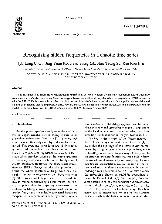 Pdf Recognizing Hidden Frequencies In A Chaotic Time Series