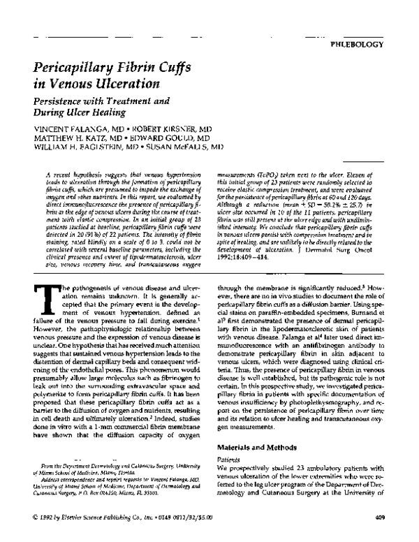 (PDF) Pericapillary Fibrin Cuffs in Venous Ulceration: Persistence with ...