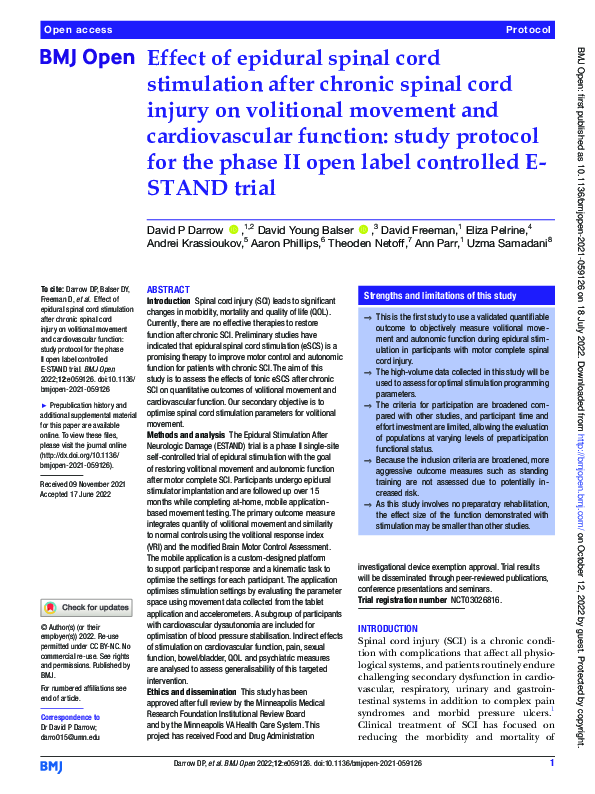 (PDF) Effect of epidural spinal cord stimulation after chronic spinal ...