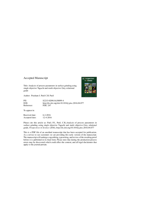 (PDF) Analysis of process parameters in surface grinding with graphite ...