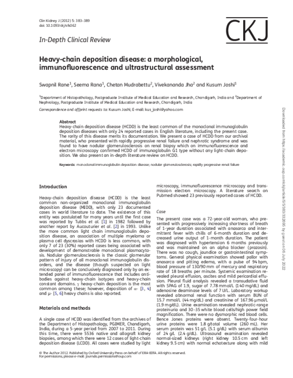 (PDF) Heavy-chain deposition disease: A morphological ...