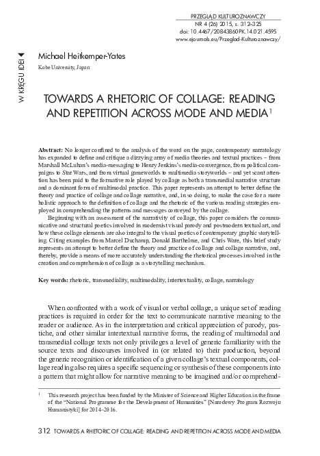 (PDF) Towards a Rhetoric of Collage: Reading and Repetition across Mode ...