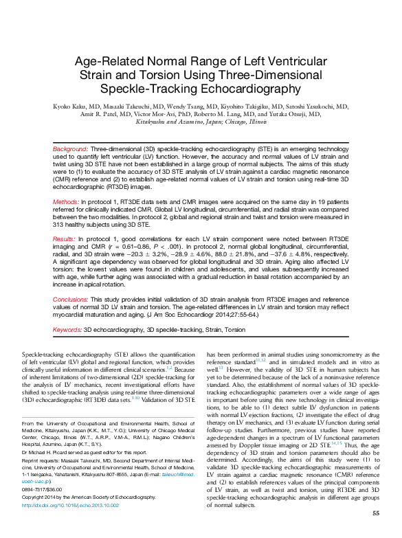 (PDF) Age-Related Normal Range of Left Ventricular Strain and Torsion ...