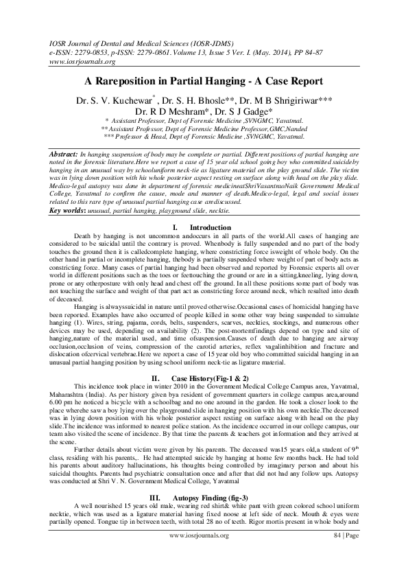 (PDF) A Rareposition in Partial Hanging - A Case Report