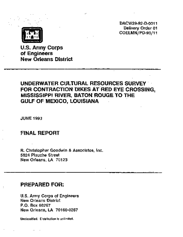 (PDF) UNDERWATER CULTURAL RESOURCES SURVEY FOR CONTRACTION DIKES AT RED ...