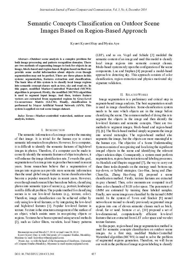 Pdf Semantic Concepts Classification On Outdoor Scene Images Based On