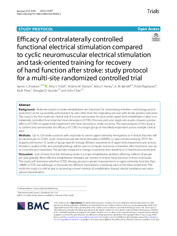 (PDF) Efficacy of contralaterally controlled functional electrical ...