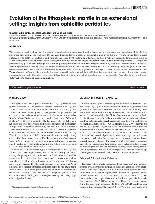 (PDF) Evolution of the lithospheric mantle in an extensional setting ...