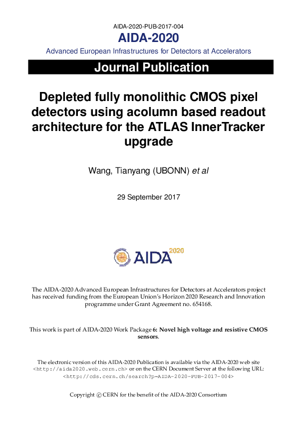 (PDF) Depleted fully monolithic CMOS pixel detectors using a column based readout architecture ...