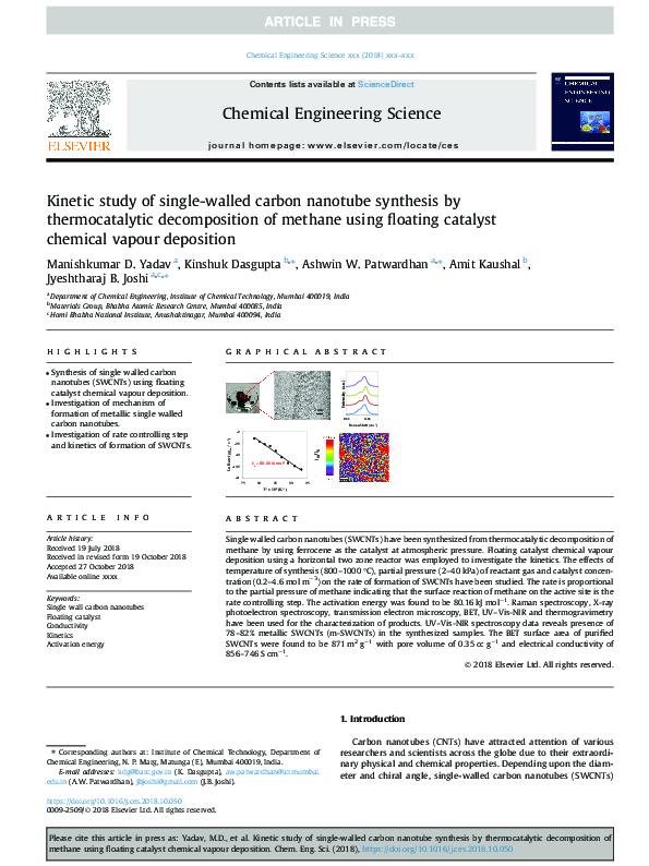 (PDF) Kinetic study of single-walled carbon nanotube synthesis by ...