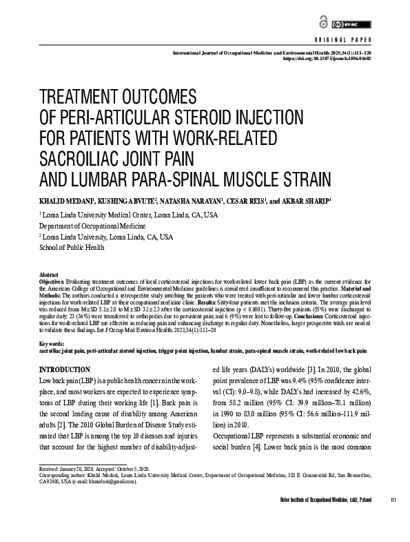 (PDF) Treatment outcomes of peri-articular steroid injection for patients with work-related ...